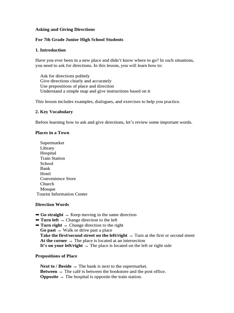 Directions Practice for 7th Graders | PDF | Linguistics