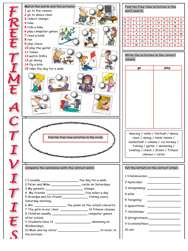 D Vocabulary Free - Time - Activities | PDF