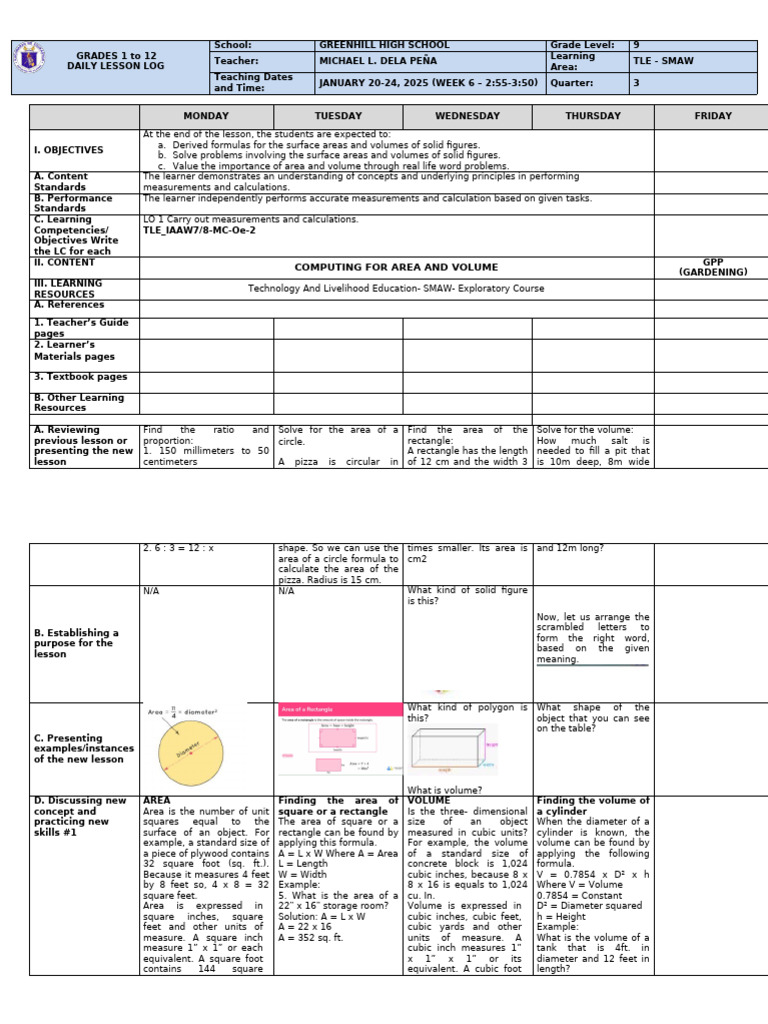 Q3-w6 | PDF | Area | Circle