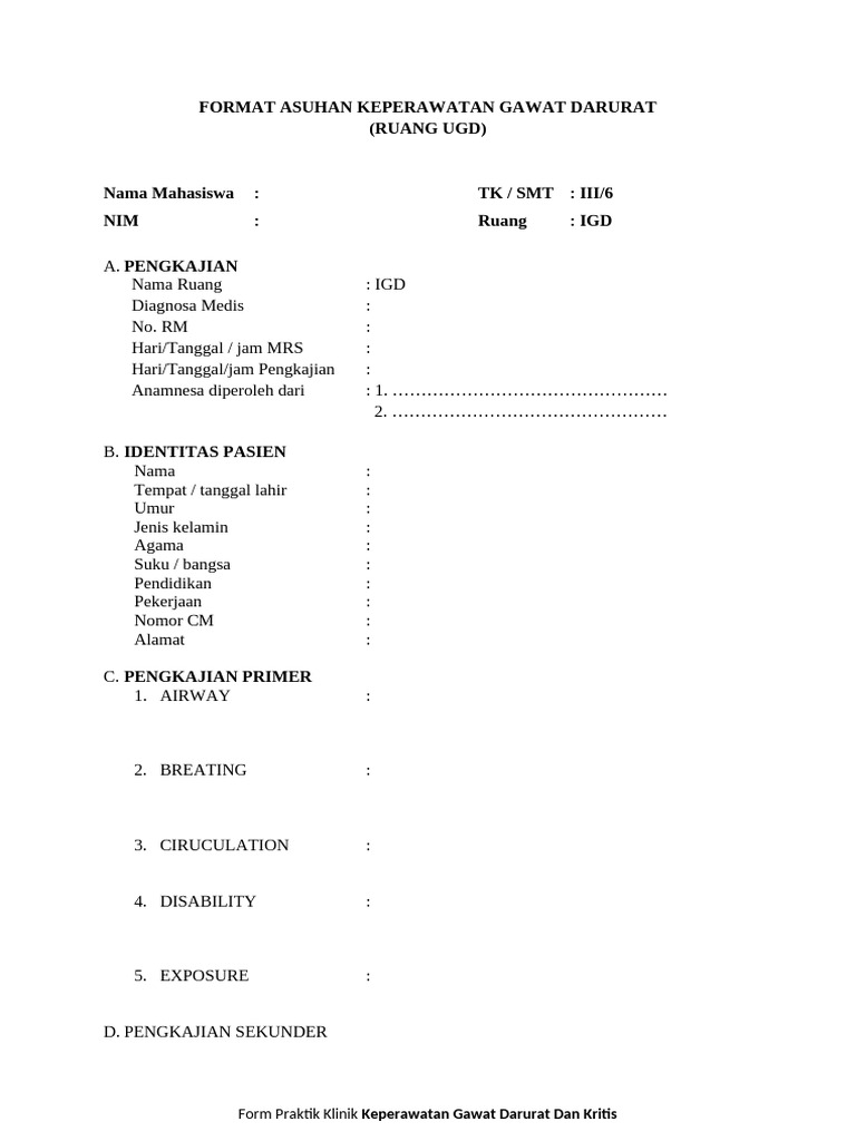 Form Askep Igd | PDF