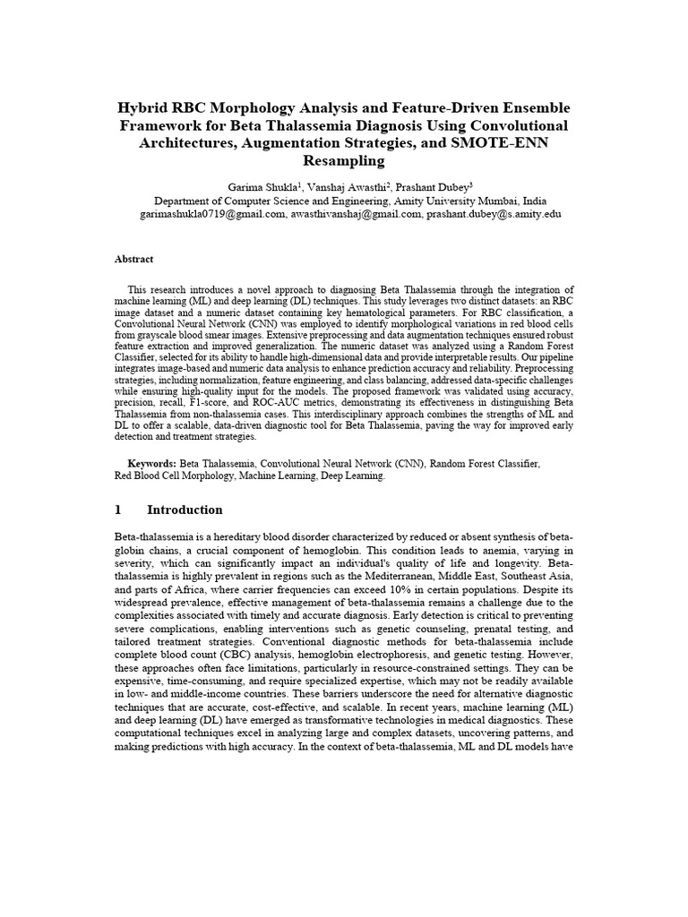 Hybrid RBC Morphology Analysis and Feature-Driven Ensemble Framework For Beta Thalassemia ...