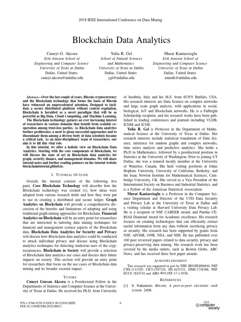 Blockchain Data Analytics_short paper | PDF | Data Science | Science