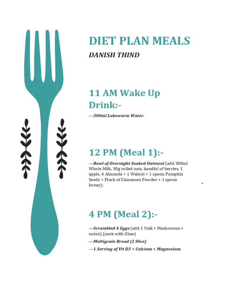 Danish Thind CA. Phase 1 (Diet Plan) | PDF