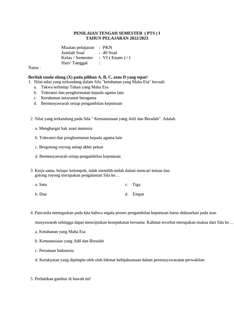 PTS PKN Kelas 6 | PDF