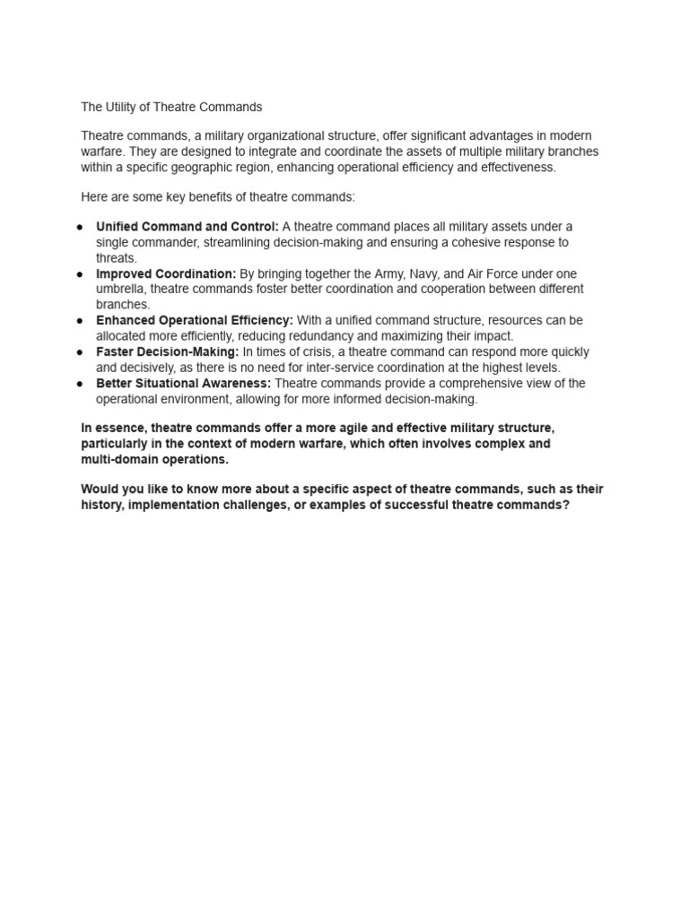 How Theatre Command Is Useful | PDF