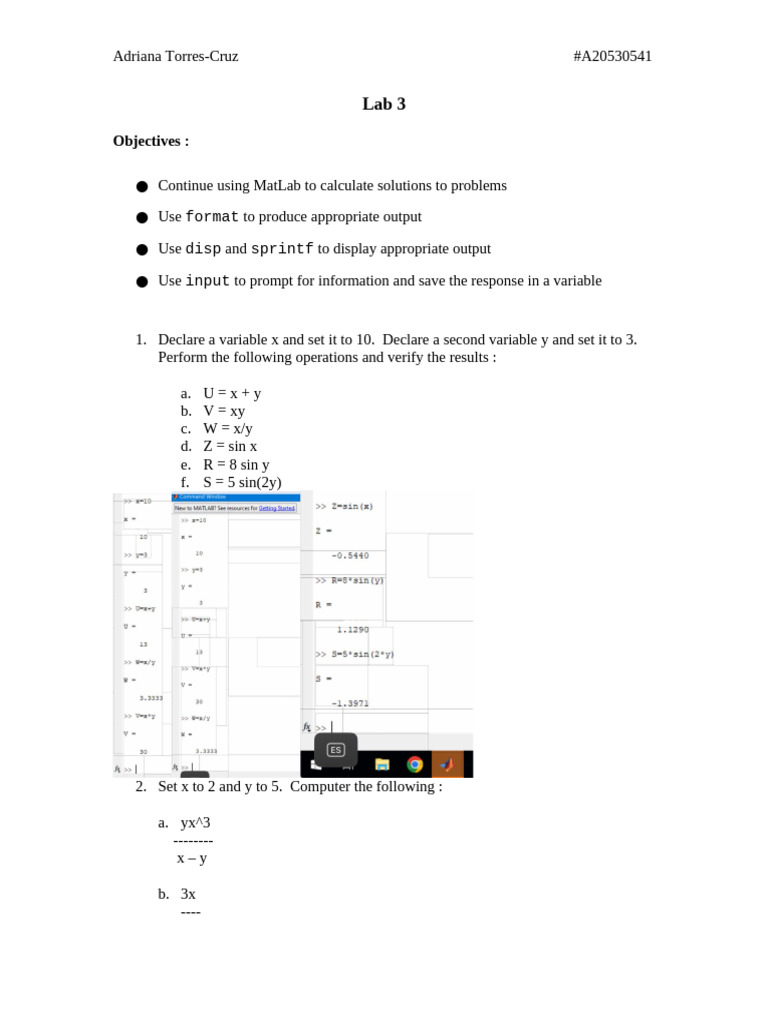 CS 104 - Lab Exercise 3 | PDF | Matlab | Computer Science
