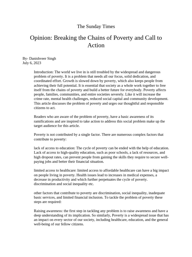 Ending Poverty: A Call to Action | PDF | Poverty | Poverty & Homelessness
