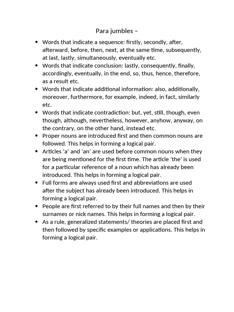 Para Jumbles | PDF