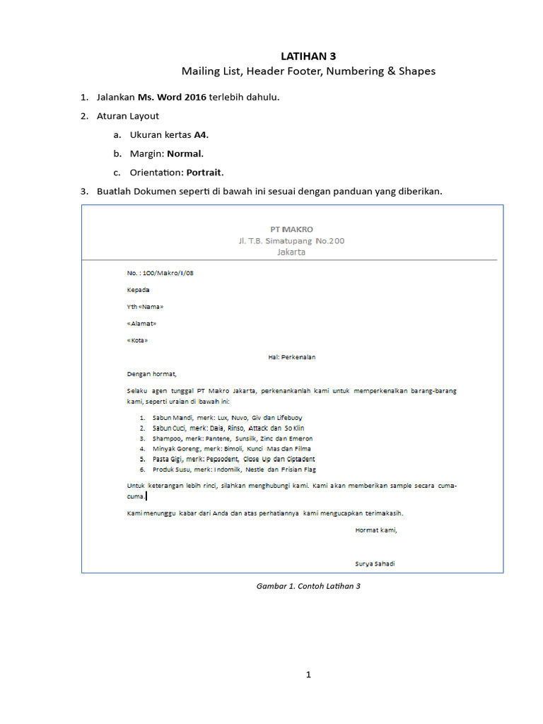 Latihan Membuat Header dan Mailing List | PDF