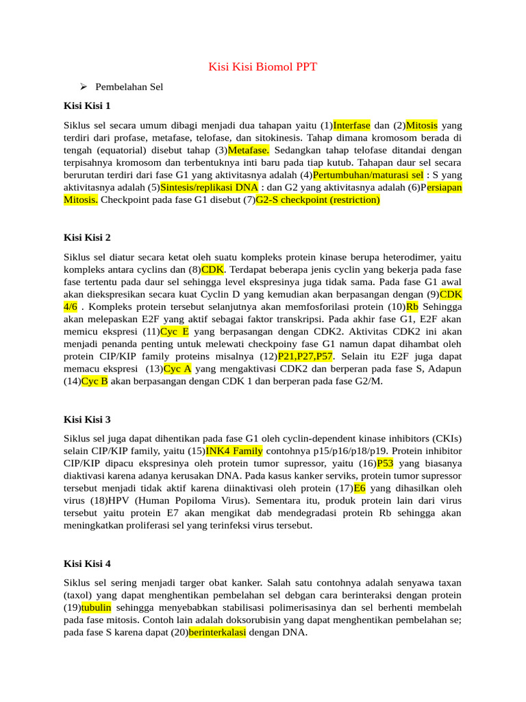 Kisi Kisi Biomol | PDF