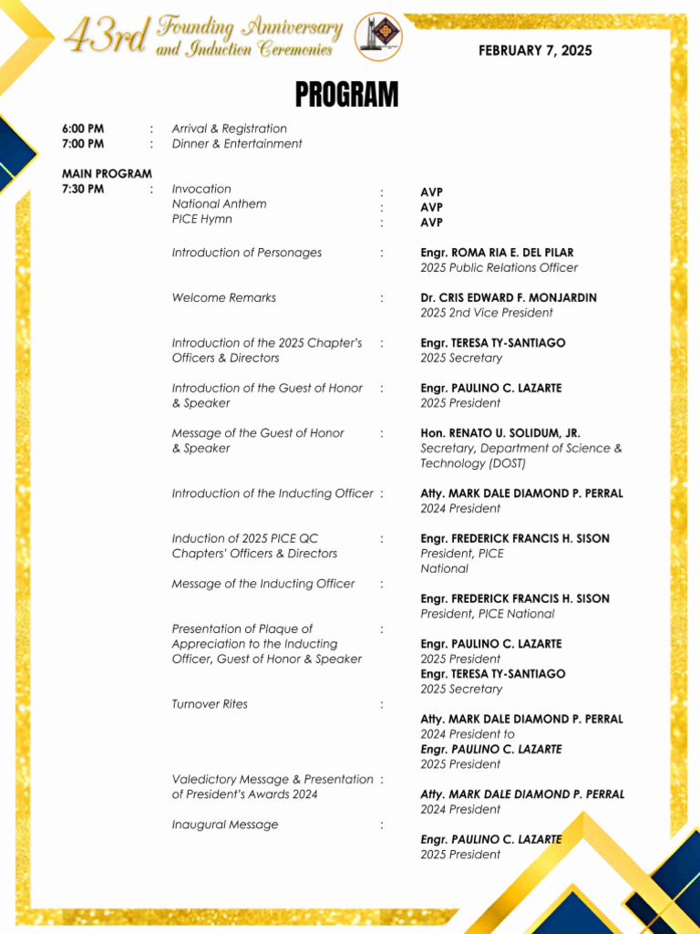 Revised Program 1 PICE | PDF