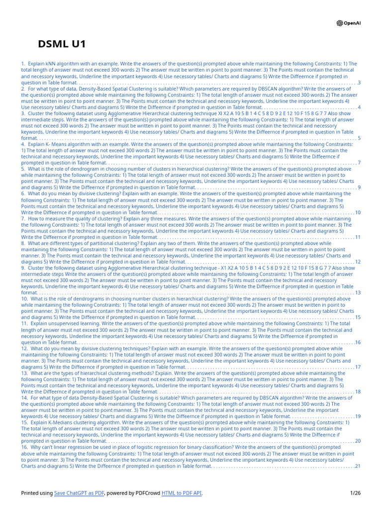 ? DSML U1 | PDF | Cluster Analysis | Machine Learning