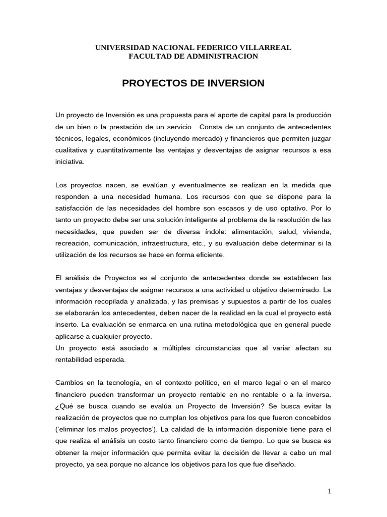 Práctica - Proyectos de Inv. | PDF | Estudio de factibilidad | Mercado (economía)