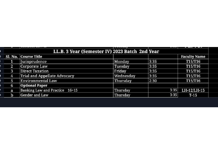 Tutorial Time Table | PDF