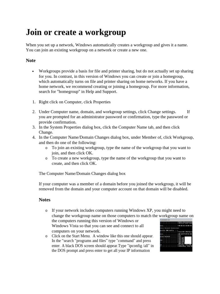 Join or Create A Workgroup | PDF