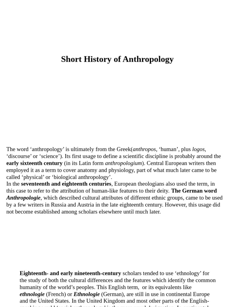 History of Anthropology | PDF | Anthropology | Linguistics