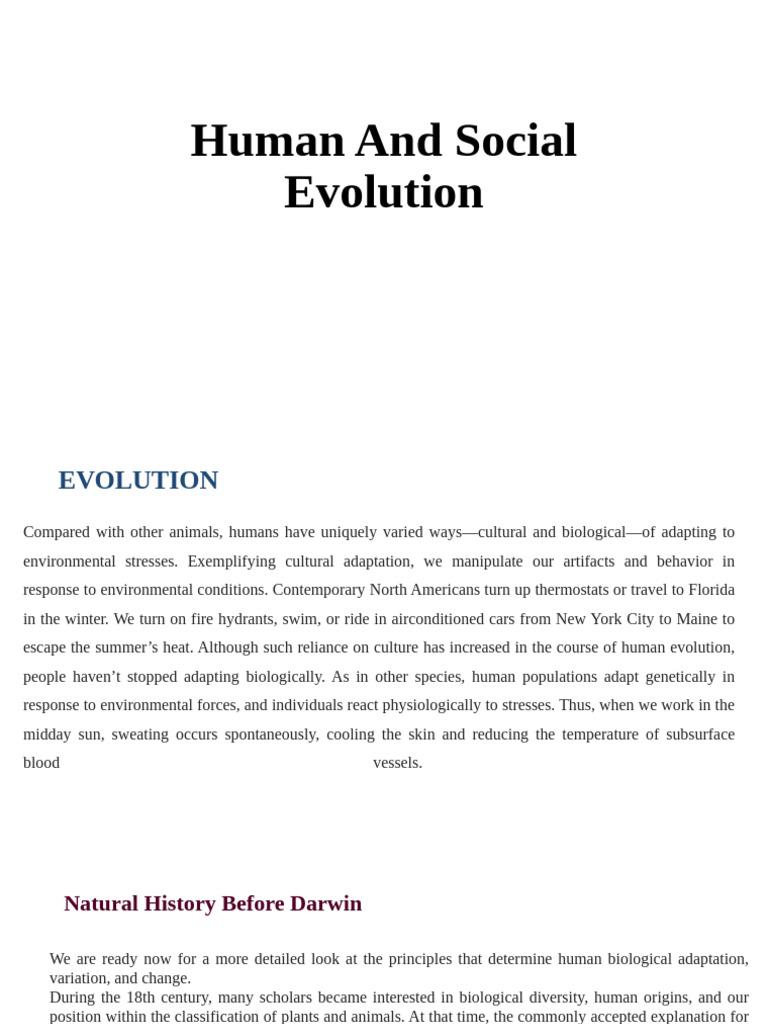 Human and Social Evolution | PDF | Natural Selection | Evolution
