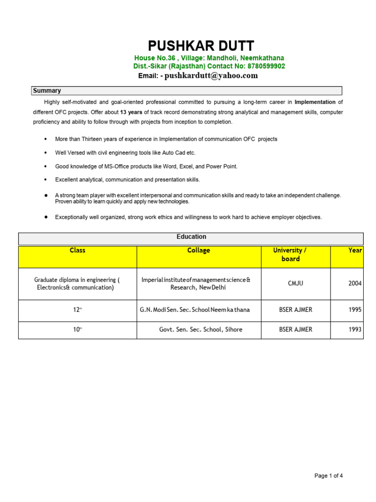 Pushkar Dutt Updated CV (9) - 1 | PDF