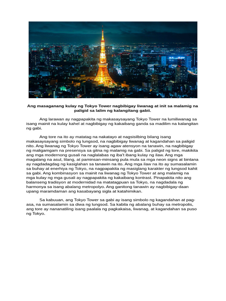 Ang Masaganang Kulay NG Tokyo Tower Nagbibigay Liwanag at Init Sa Malamig Na Paligid Sa Lalim NG ...