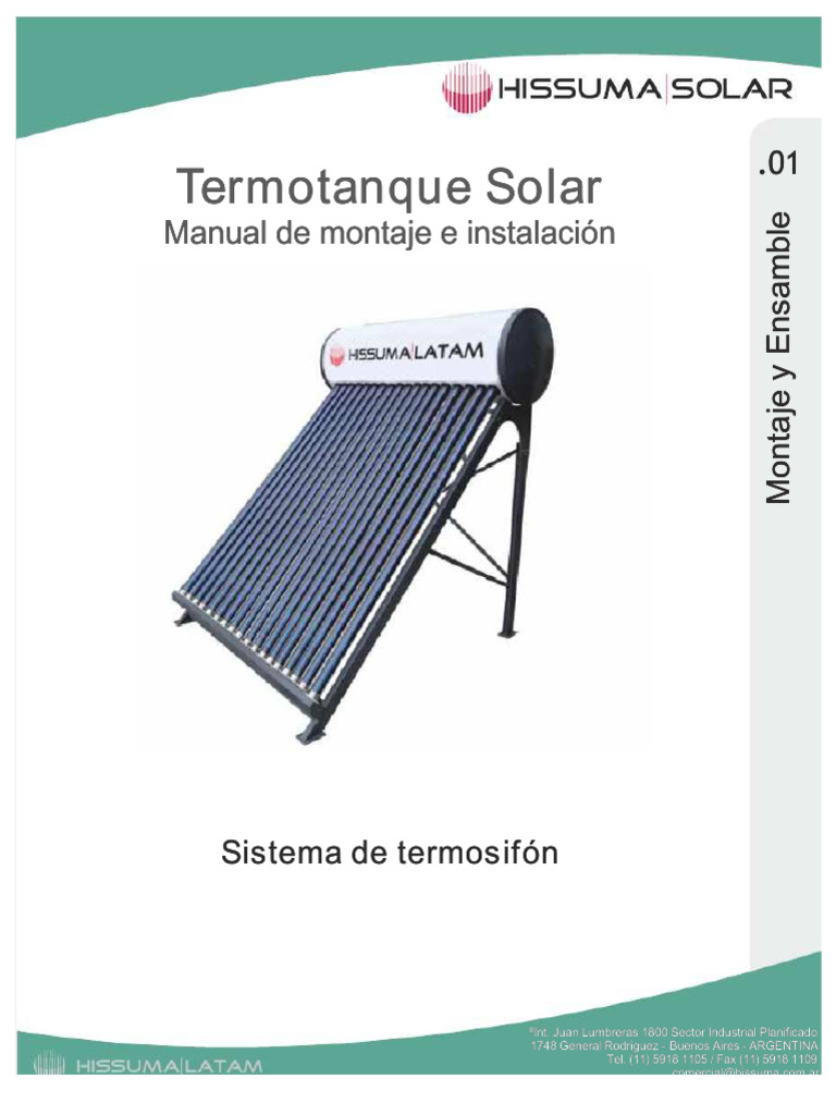 Manual de Instalación de Termotanques Solar | PDF | Agua | Tornillo