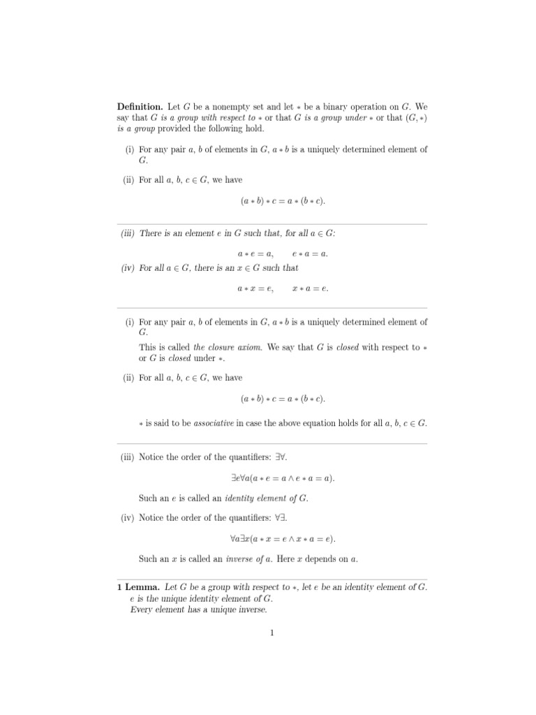 222 03 Basic Definitions Conventions | PDF | Group (Mathematics) | Algebra