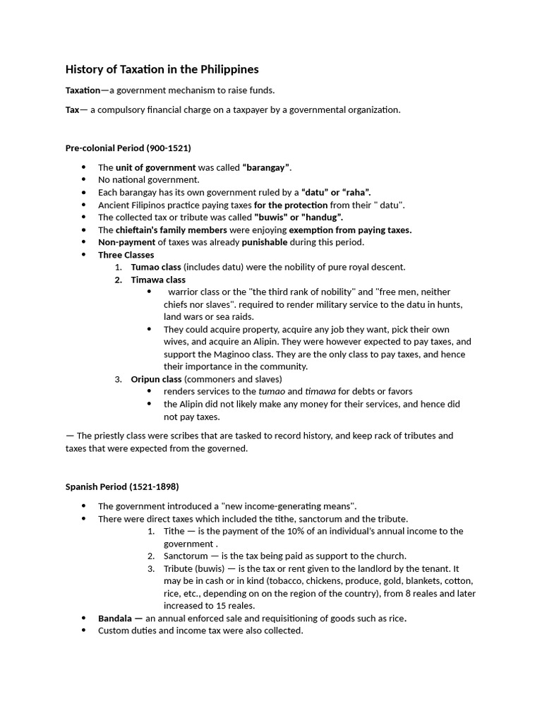 Pre-Colonial To American Period | PDF | Taxes | Payments