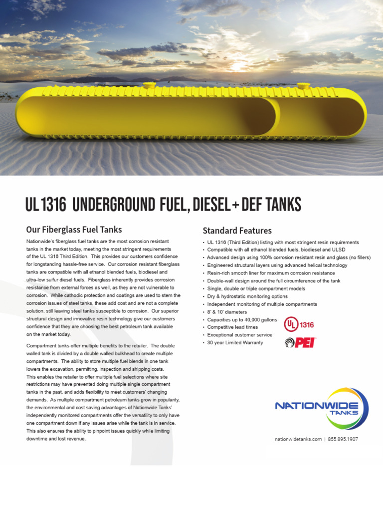 UL 1316 Fiberglass Tank Overview | PDF | Biodiesel | Water