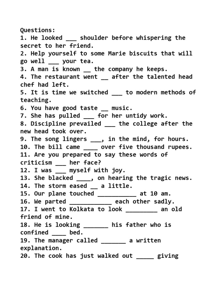 Preposition Usage in English Sentences | PDF