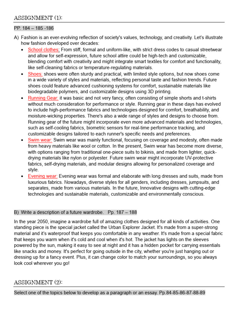 Assignment | PDF | Textiles | Clothing