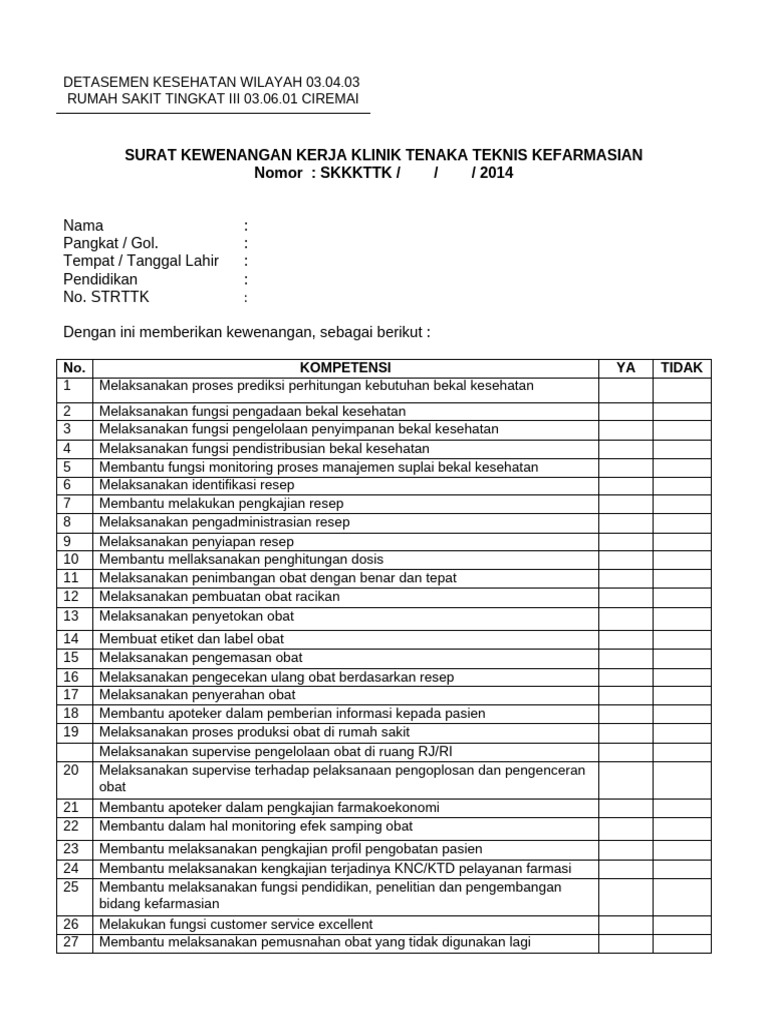 Surat Kewenangan STRTTK Dustira | PDF