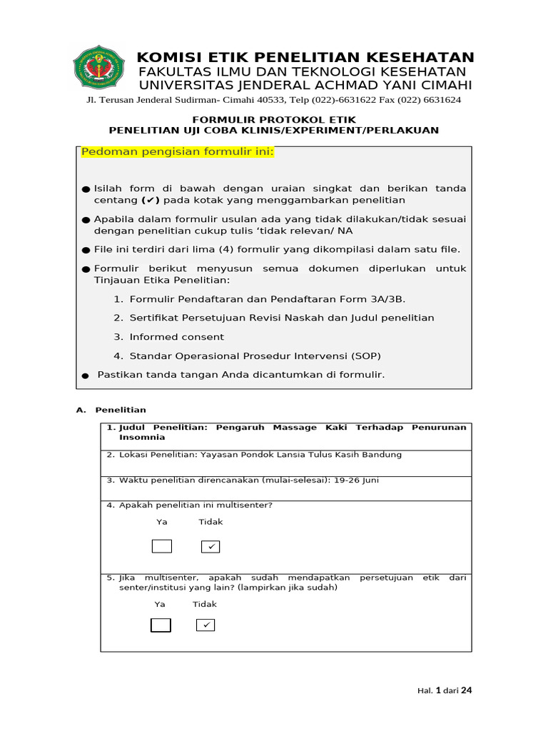 FORM 3A Form Protokol Etik - Intan Siti Maesyaroh 312120019 | PDF