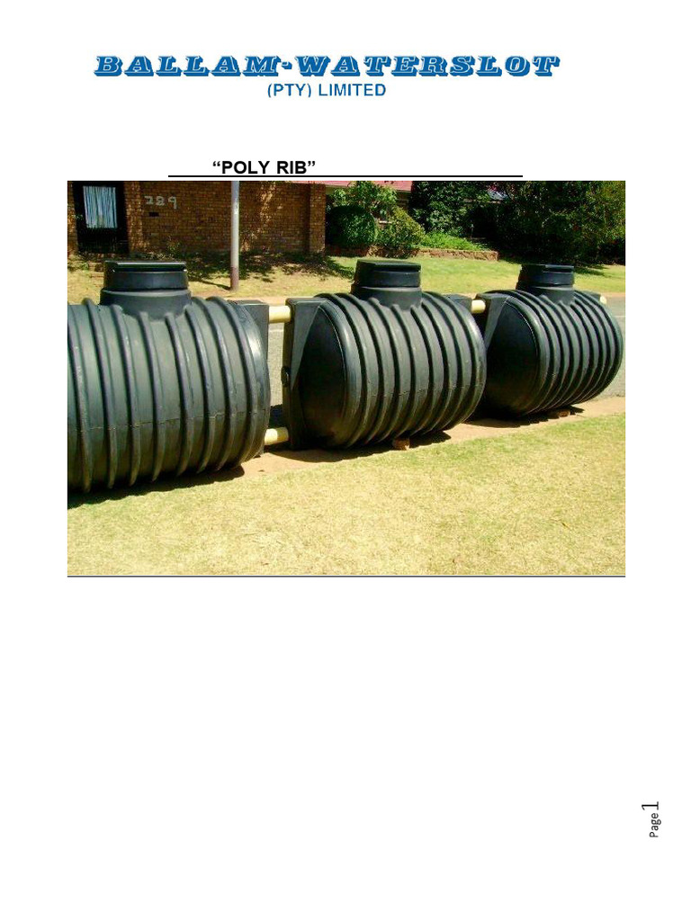 Poly Rib Conservancy Tank | PDF | Sanitary Sewer | Pipe (Fluid Conveyance)