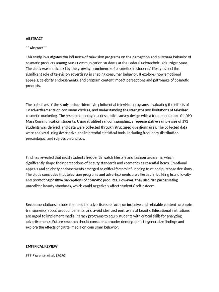 ABSTRACT AND EMPIRICAL REVIEW | PDF | Advertising | Consumer Behaviour