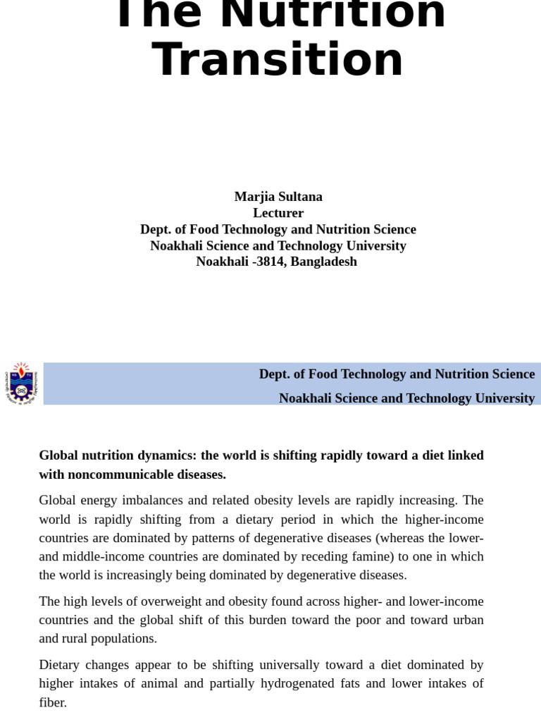 Global Nutrition Transition and Health Risks | PDF | Public Health ...