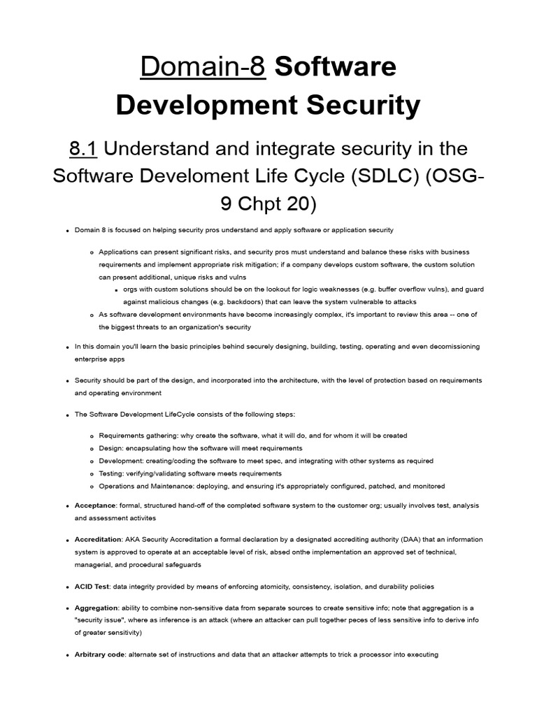 CISSP-Domain-8-Objectives | PDF | Object Oriented Programming | Agile ...