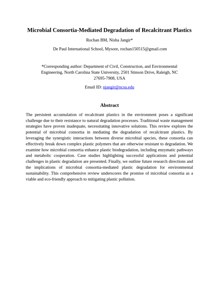 Rochan Microbial Paper EDITED by Rhea | PDF | Biodegradation | Plastic