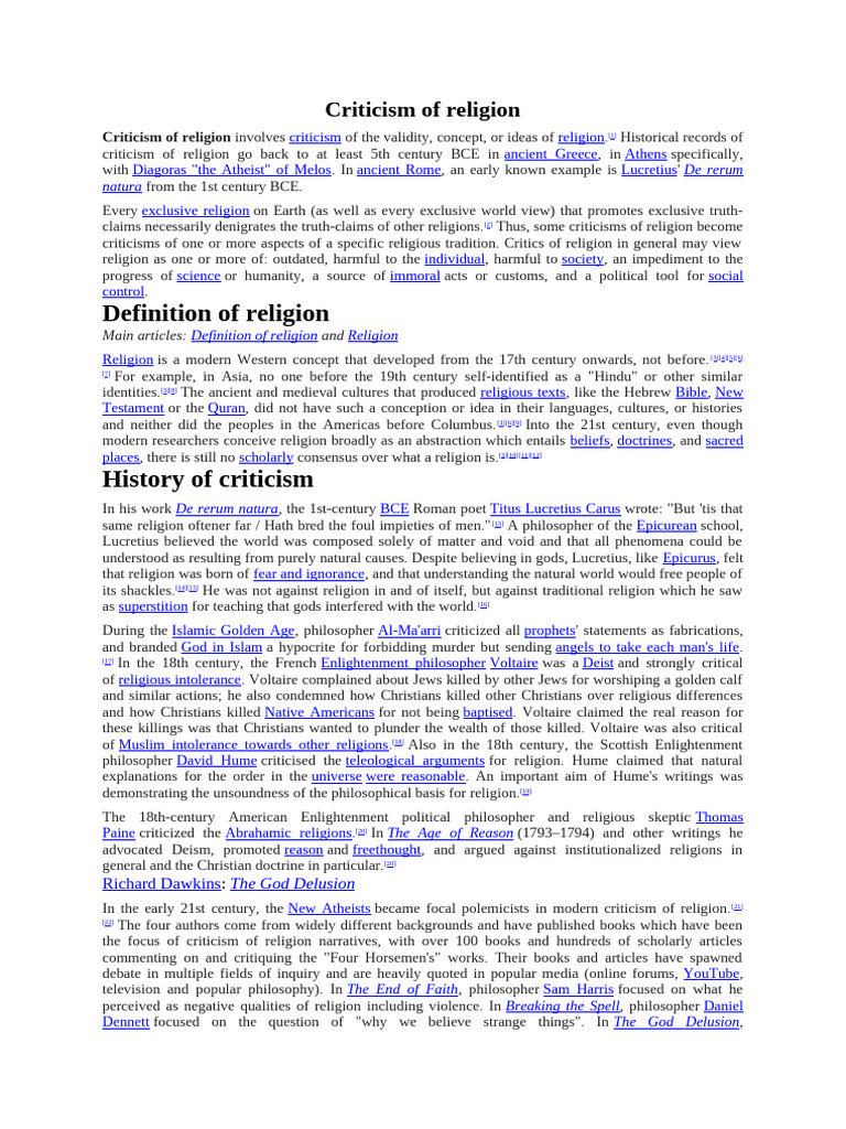 Criticism of Religion - Debate | PDF | Criticism Of Religion ...