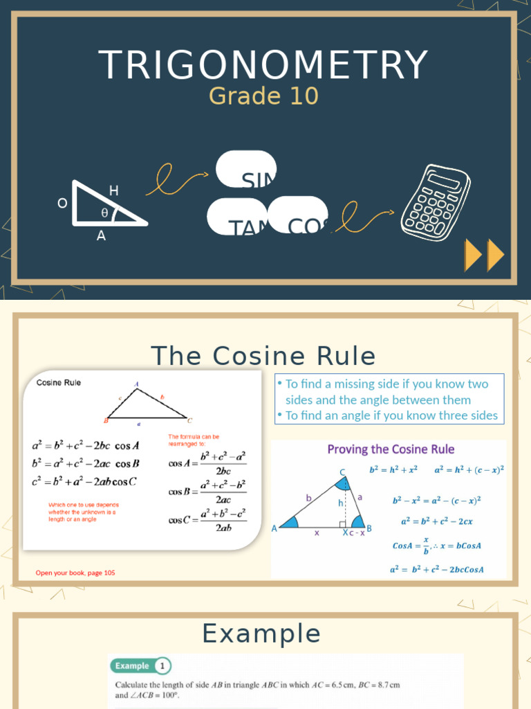 Grade 10 Trigonometry: Sine and Cosine Rules | PDF