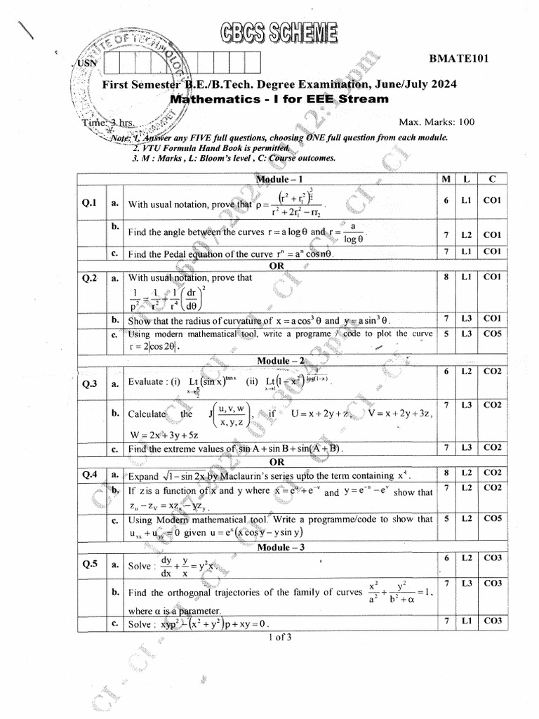 C Group - E&C 2022 Scheme VTU Question With Model Papers For 1st ...
