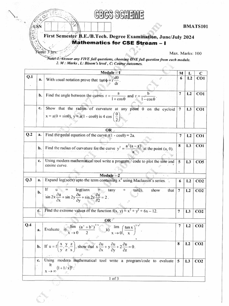 P Group CSE, AIML & AIDS 2022 Scheme VTU Question With Model Papers For ...