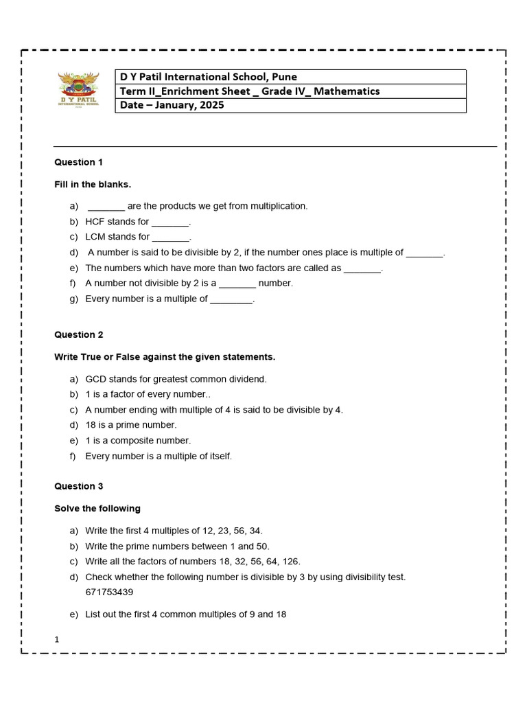 Grade Iv Worksheet | PDF