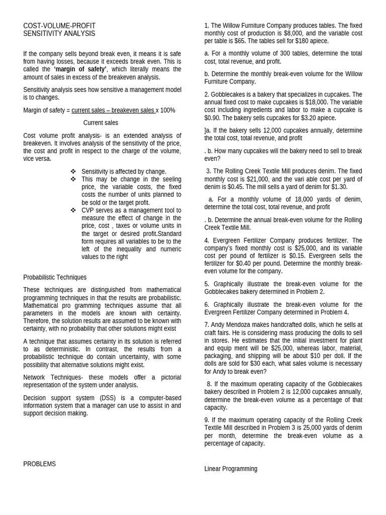 Cost Volume Analysis | PDF