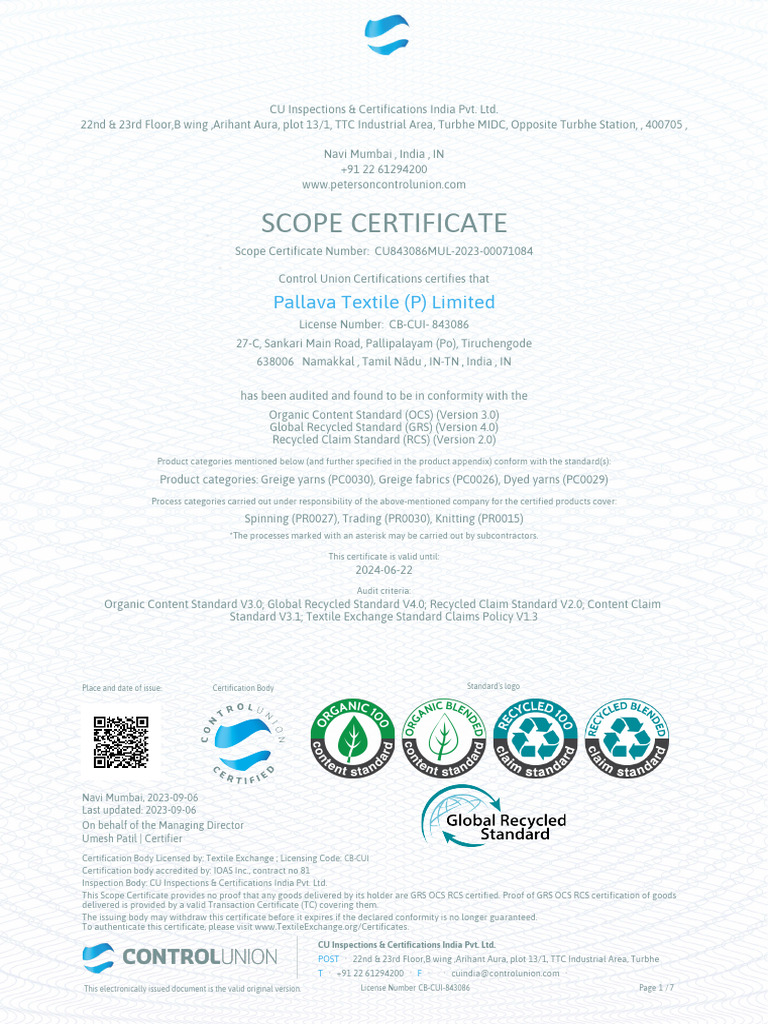 GRS RCS | PDF | Rayon | Yarn