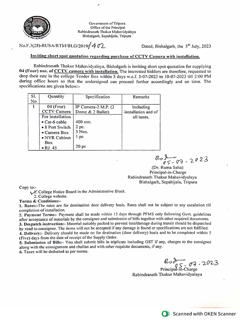 Quotation regarding CCTV Camera_0 | PDF