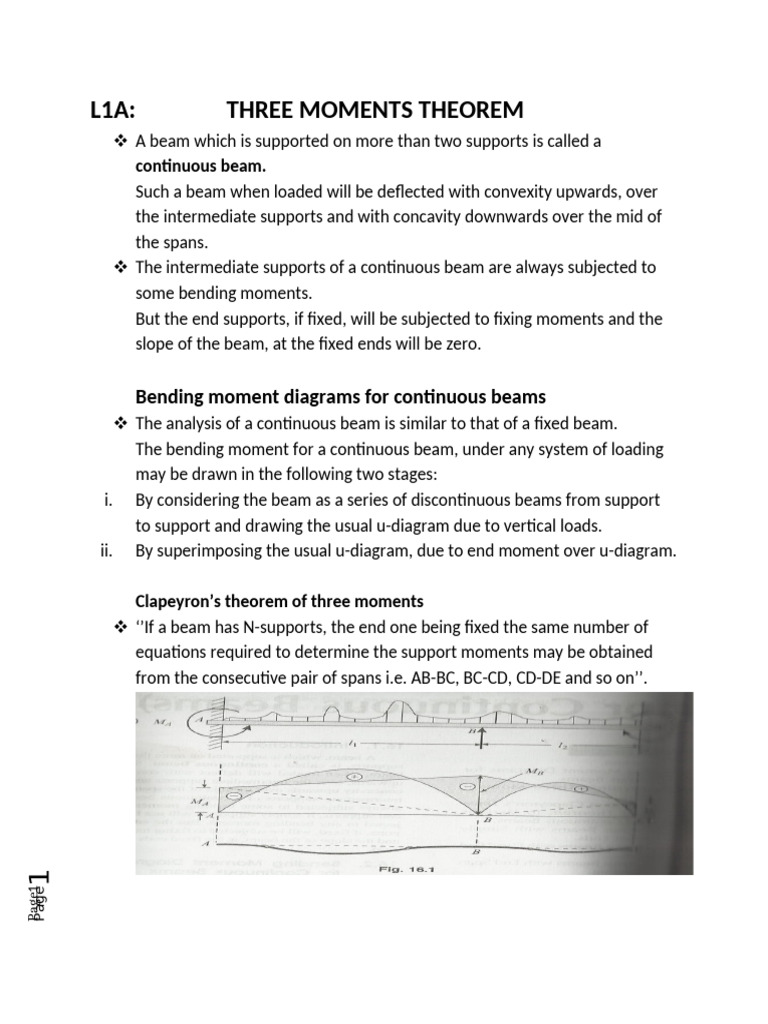 Three Moments Theorem Notes | PDF | Bending | Beam (Structure)