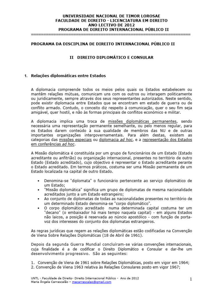 DIP II - UNTL - 2011 - 2º Sem. - Sumários Desenvolvidos - Rel. Dip ...