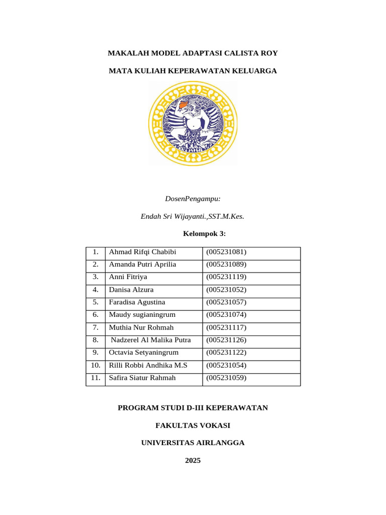 Model Adaptasi Calista Roy dalam Keperawatan | PDF