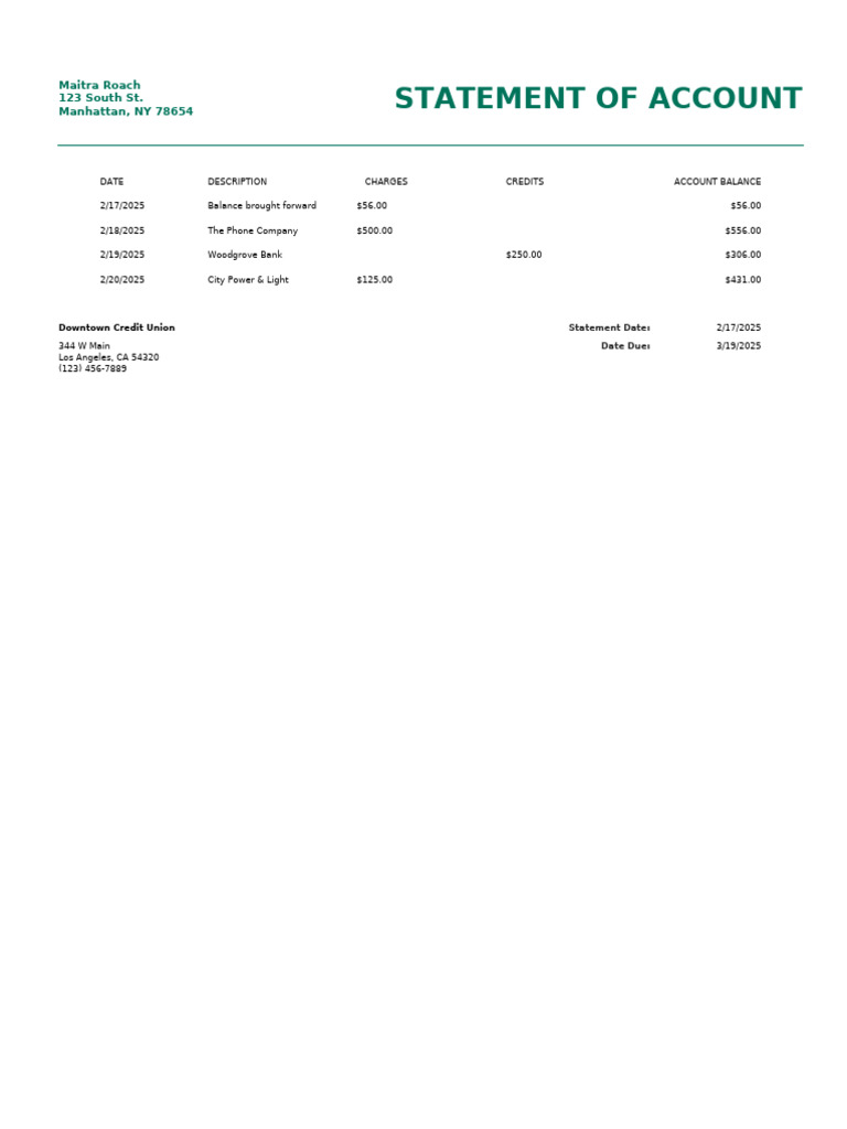Billing Statement of Account | PDF