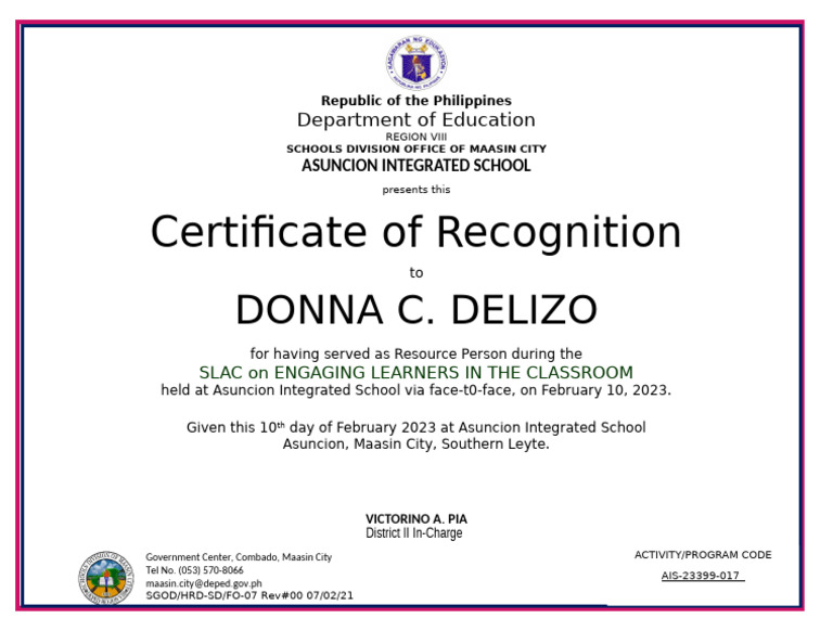 4.certificate of Participation Mhpss Pfa | PDF