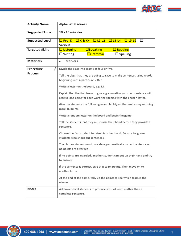Alphabet Madness | PDF